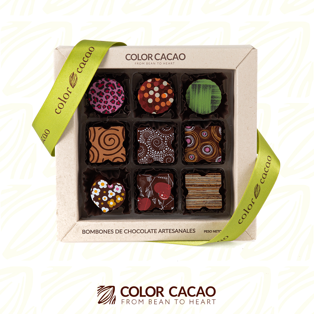 9 chocolates con rellenos surtidos - 108g - Color Cacao